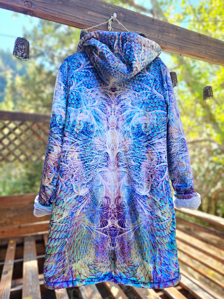 Saphira Crushed Velvet Cloak with Seamfoam Blue Faux Fur lining ...