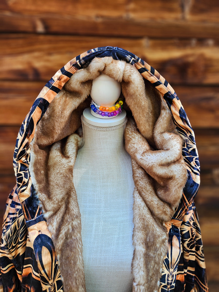Down the Ribbit Hole Crushed Velvet Cloak with Brown Faux Fur ...