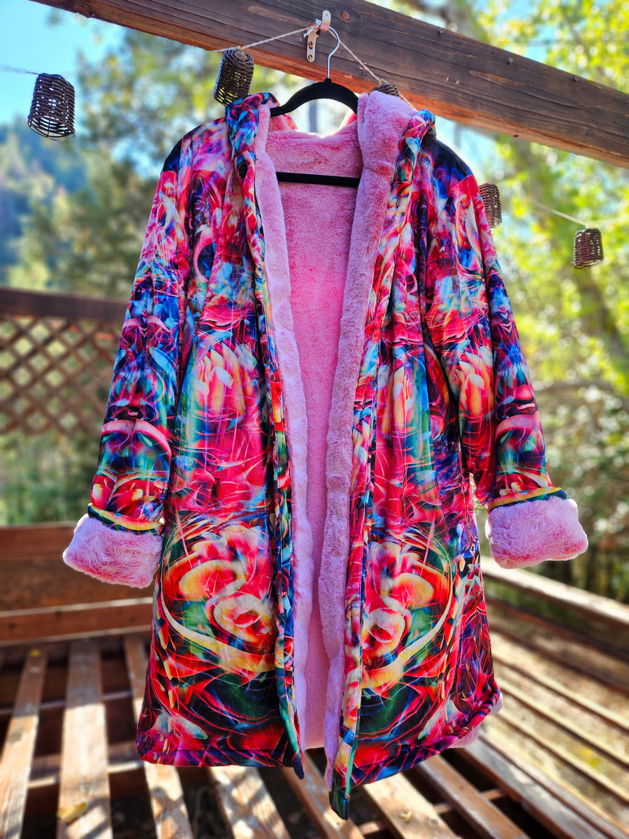 Off to See the Wizard Crushed Velvet Cloak with Pink Faux Fur lining ...