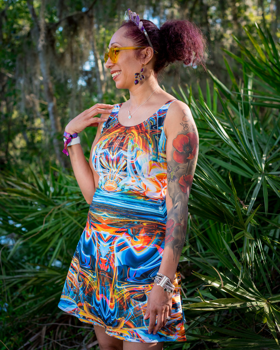 As Above So Below Fitted Flare Dress – Johnathan Singer Art